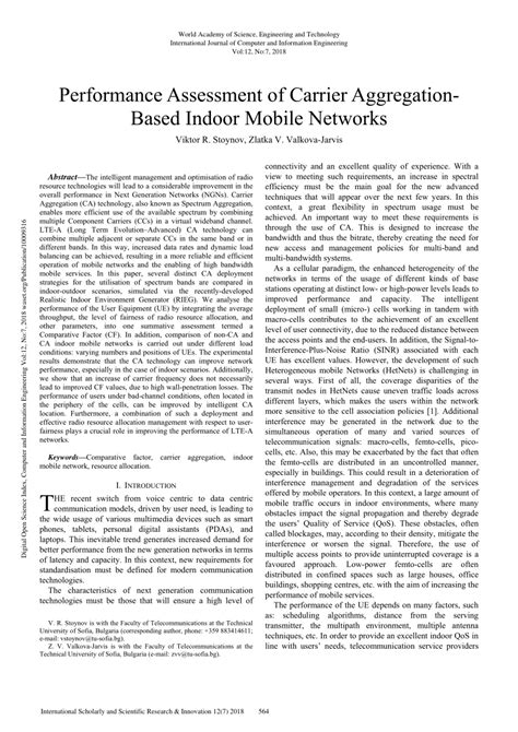 Pdf Performance Assessment Of Carrier Aggregation Based Indoor Mobile Networks