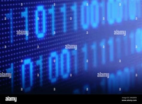 Illustration Of Running Binary Codes On A Blue Blurry Background Stock