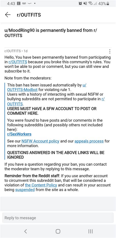 I Was Banned From A Subreddit About Outfits Cus Im On A Sex Worker