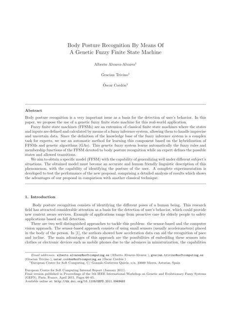 Pdf Body Posture Recognition By Means Of A Genetic Fuzzy Finite State Machine