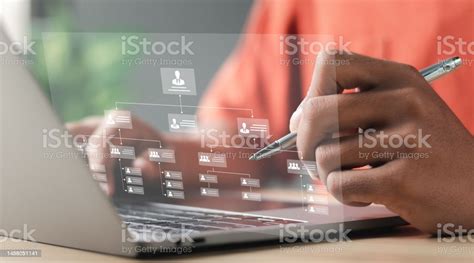 회사의 팀과 직원의 계층 구조가 있는 조직도입니다 순서도를 통한 비즈니스 프로세스 및 워크플로 자동화 비즈니스 및 기술