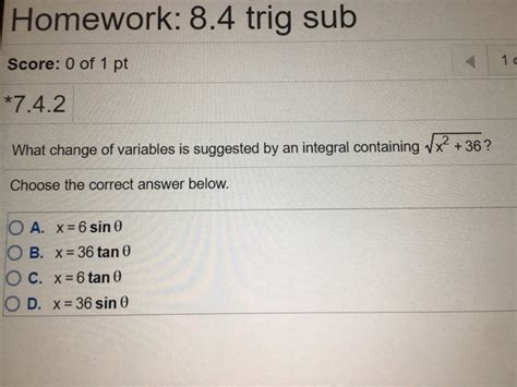 Solved What Change Of Variables Is Suggested By An Integral Chegg Com