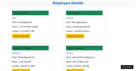 React Table With Axios Using Employee Details Codesandbox