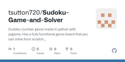 Github Tsutton720sudoku Game And Solver Sudoku Number Game Made In Python With Pygame Has A