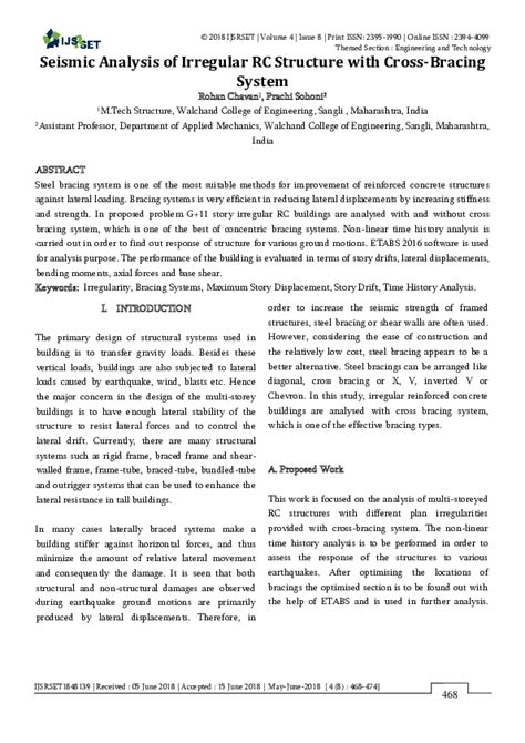Pdf Seismic Analysis Of Irregular Rc Structure With Cross Bracing System