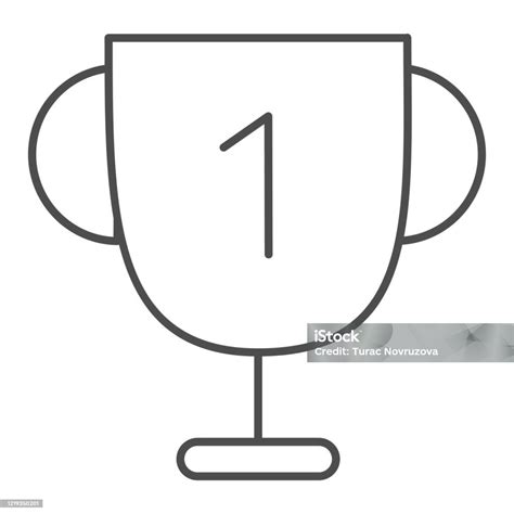 위너 컵 얇은 라인 아이콘입니다 흰색에 고립 된 번호를 하나의 그림스포츠 컵 트로피 컵 번호 1 웹 및 응용 프로그램을 위해 설계된 개요 스타일 디자인 Eps 10 1위에