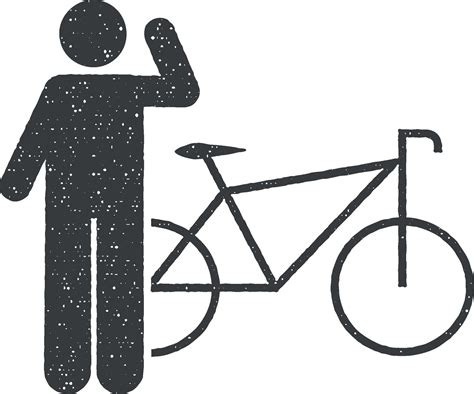 Bicycle Man Icon Vector Illustration In Stamp Style 38041473 Vector Art At Vecteezy