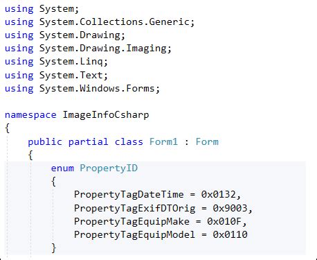 Using Enumerations To Get Image Information