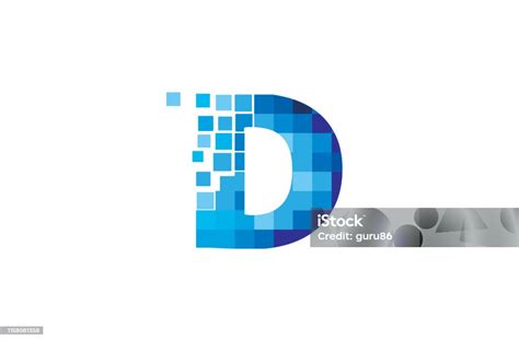 크리에이티브 블루 D 편지 픽셀 로고 디자인 기호 벡터 일러스트 모자이크 처리에 대한 스톡 벡터 아트 및 기타 이미지