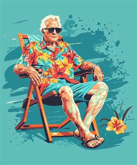 Premium Ai Image Illustration Of An Old Man Sitting On A Beach Chair