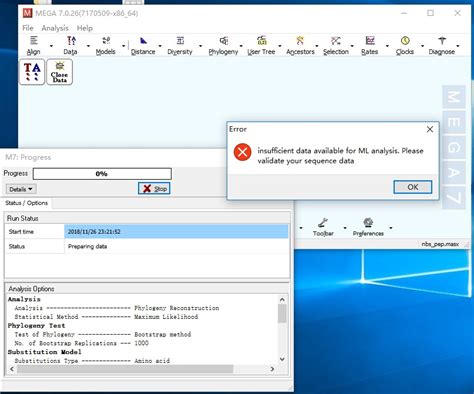 在基因家族分析过程中，进化树的构建过程中遇到了如下图的问题：完全按照视频要求删减后加载，并经行的分析。insufficient Data Available For Ml Analysis