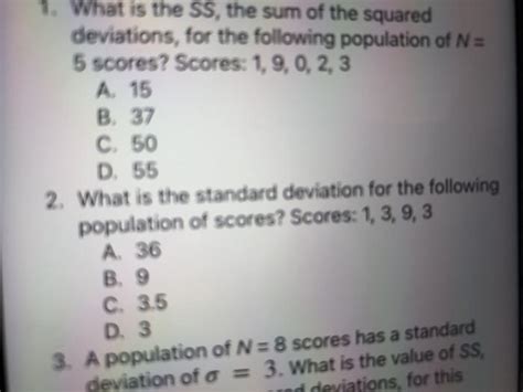 Solved What Is The SS The Sum Of The Squared Deviations Chegg