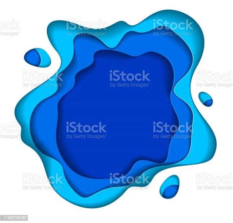 추상 블루 종이 컷아웃 매력적인 모양 계층화 된 종이 컷 스타일 벡터 일러스트 레이 션 명함 프레젠테이션 전단지 또는 포스터를 위한 레이아웃 0명에 대한 스톡 벡터 아트 및