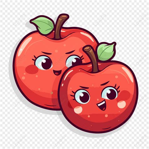 두 개의 귀여운 만화 빨간 사과 그림 클립 아트 벡터 상표 Png 일러스트 무료 다운로드 Lovepik