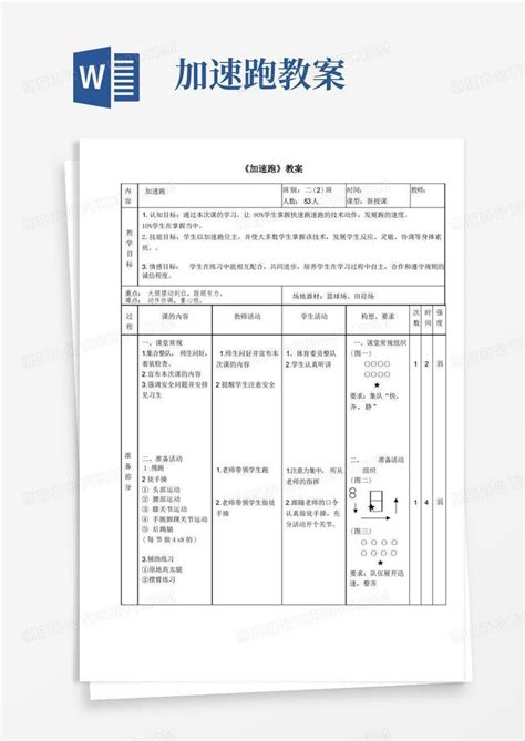 人教版小学《体育与健康》 水平一 二年级上册《加速跑》教案word模板下载 编号qzbnjmog 熊猫办公