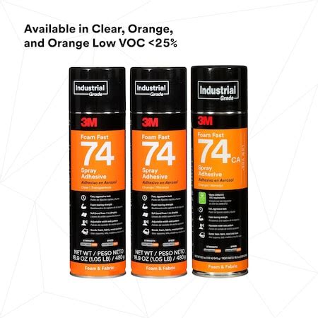 3m Spray Adhesive Foam Fast 74 Series Orange 16 9 Oz Aerosol Can