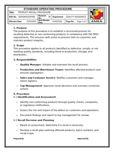 05 Product Recall Procedure Pdf Quality Management System Quality