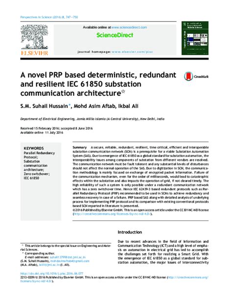 Pdf A Novel Prp Based Deterministic Redundant And Resilient Iec 61850 Substation