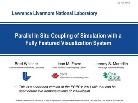 Ppt Parallel In Situ Coupling Of Simulation With A Fully Featured Visualization System