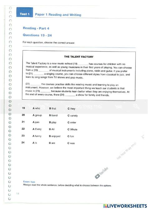 Ket Practice Te… Free Interactive Worksheets 6794335
