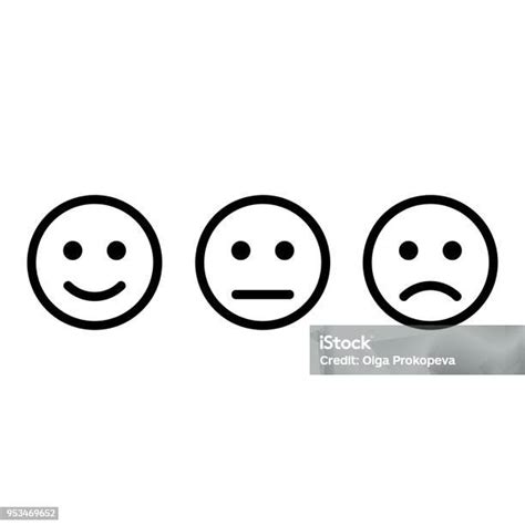 웃는 이모티콘 아이콘 중립 양수와 음수 벡터 다른 분위기의 고립 된 그림 아이콘에 대한 스톡 벡터 아트 및 기타 이미지 아이콘 감정 고객 Istock