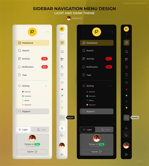 Sidebar Navigation Menu Behance