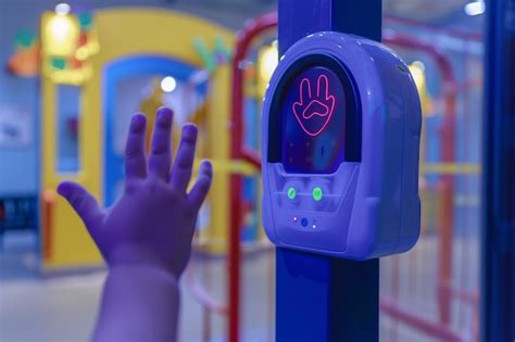 Premium Photo A Handprint Biometrics Device At A Daycare Center Generative Ai