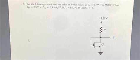 Solved For The Following Circuit Find The Value Of R Chegg