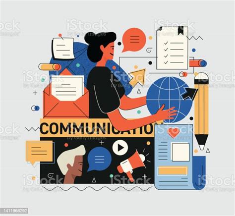 벡터 일러스트 레이 션 소셜 네트워크 뉴스 채팅 대화 대화 다채로운 전망 편집 가능한 디자인 Brand Name Online Messaging Platform에 대한 스톡