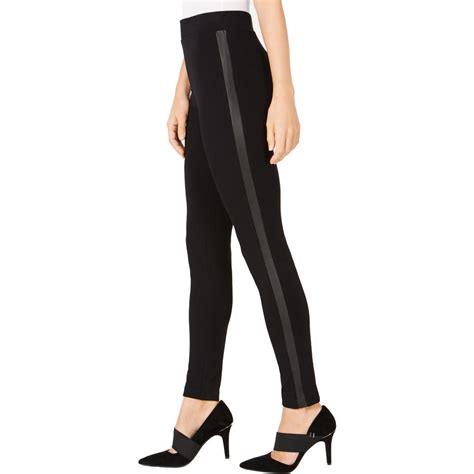 Alfani Womens Black Pleather Stripe Leggings Pants S Bhfo 6956 Ebay