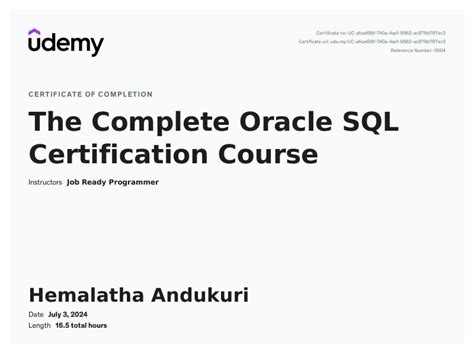 hema latha on linkedin successful completed my oracle sql course with