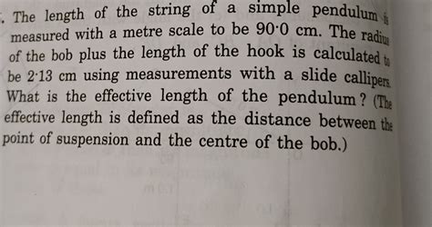 The Length Of The String Of A Simple Pendulum Is Measured With A Metre Sc