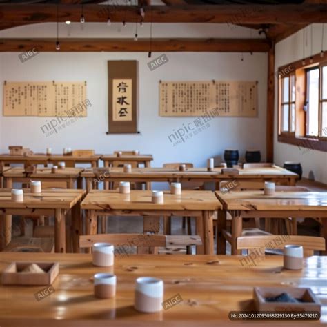 Ai创作图传统私塾古代教室 国学传承私塾课堂学堂 校园书法室 中式书法教室 国学会馆学堂私塾 古代私塾清代私塾 私塾环境 书法课教室 古代私塾学堂 仿古课室 书法培训教室形象 书法室书法馆