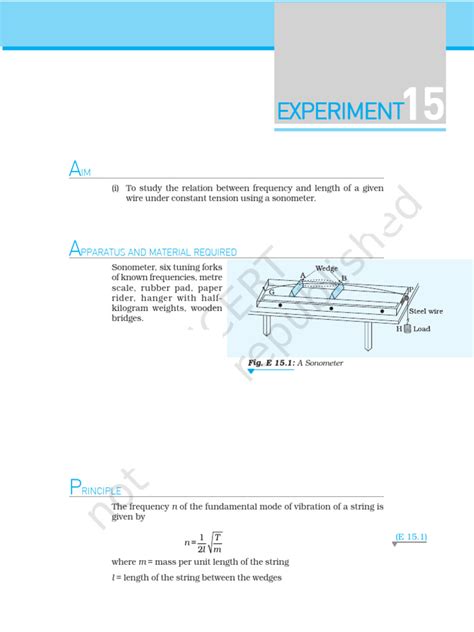 Class 11 Exp 4 Sonometer Pdf Tension Physics Resonance