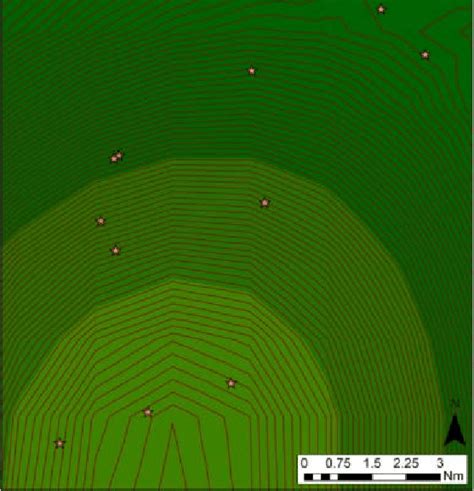An Illustration Of Contour Lines Fitted To The Kde Surface Stars Download Scientific Diagram