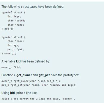Answered The Following Struct Types Have Been Bartleby
