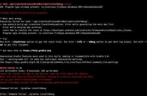 Error While Merging Dex Archives Android · Issue 99 · Invertasereact Native Firebase Starter
