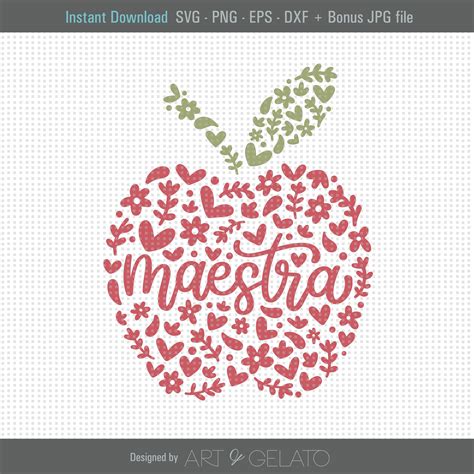 Maestra Floral Apple Svg Teacher Spanish Svg Manzana Svg Etsy