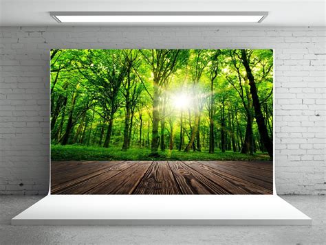 Mohome 7x5ft Tree Backdrops Spring Forest Background Wood Floor