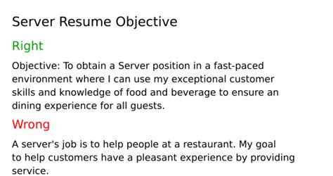 Top Server Resume Objective Examples ResumeCat