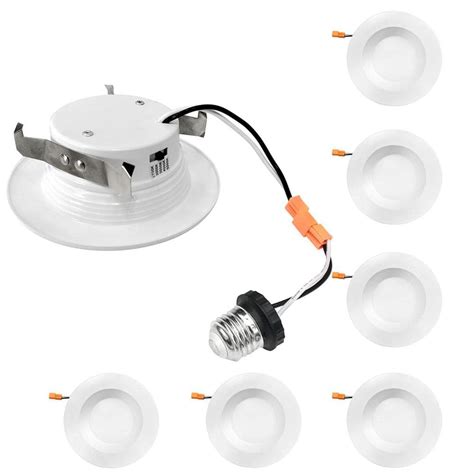 Bieuoram 6 In LED Recessed Lights Retrofit With E26 Adaptor High Output 75 Watt Equivalent 1050