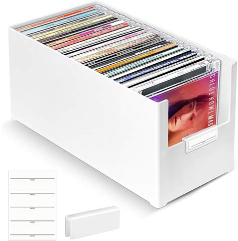 Cd Storage Box Stackable Plastic Cd Organizer Hold Up To 25 Cds Cd