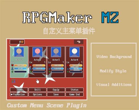 Rpgmaker Mz Custom Main Menu Scene Plugin By Arrosev