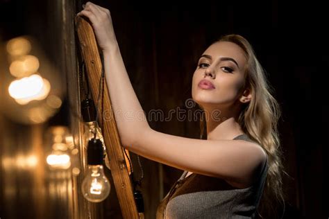 Blonde With Perfect Body Posing Completely Naked Stock Image Image Of