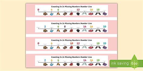 Count In 2s Missing Numbers Number Line Teacher Made
