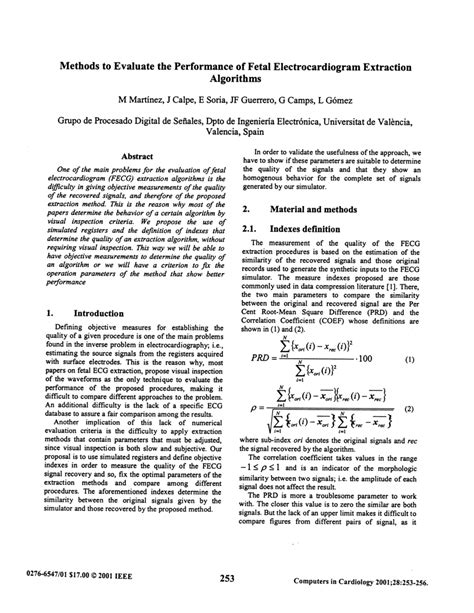Pdf Methods To Evaluate The Performance Of Fetal Electrocardiogram