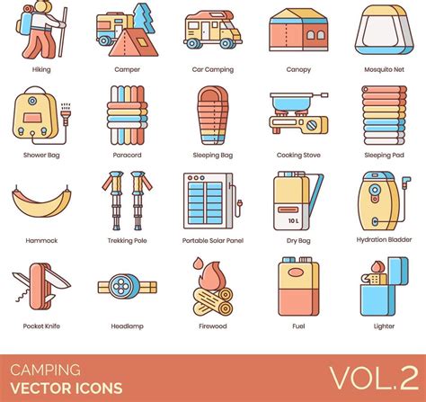 Camping Vector Icon Set 40502417 Vector Art At Vecteezy