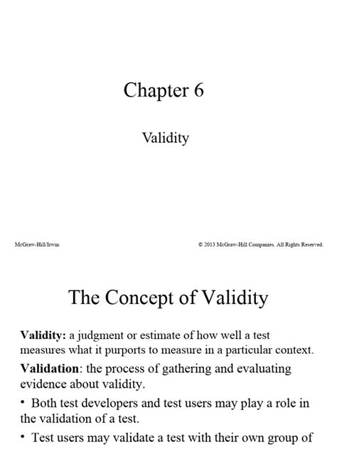 Chapter 6 Validity Pdf Validity Statistics Psychology