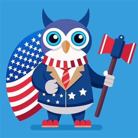 An Owl Holds A Flag And A Flag That Says Owl Premium Ai Generated Vector