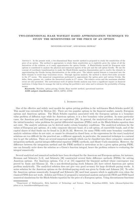 Pdf Two‐dimensional Haar Wavelet Based Approximation Technique To